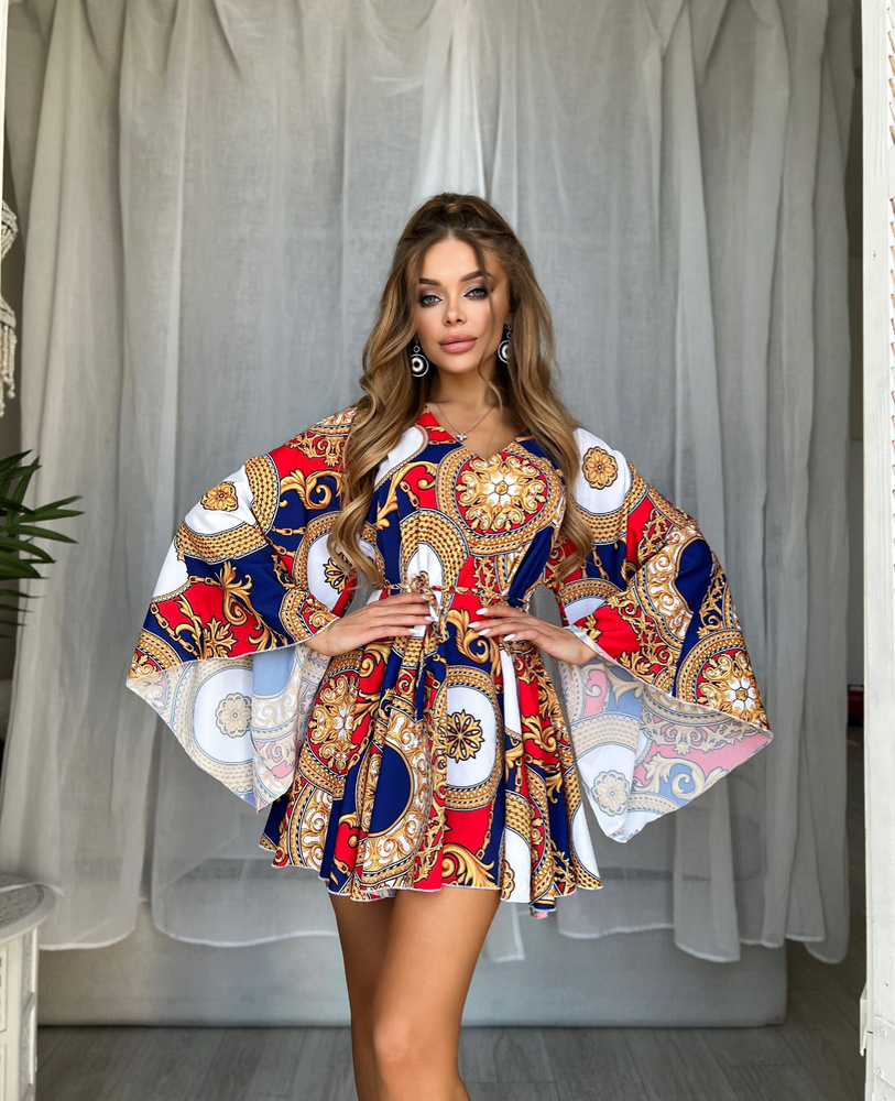 Платье Женский MARMELAD разноцветный Пляжный Длинный Софт Пояс/ремень, размер 56 для беременных ...