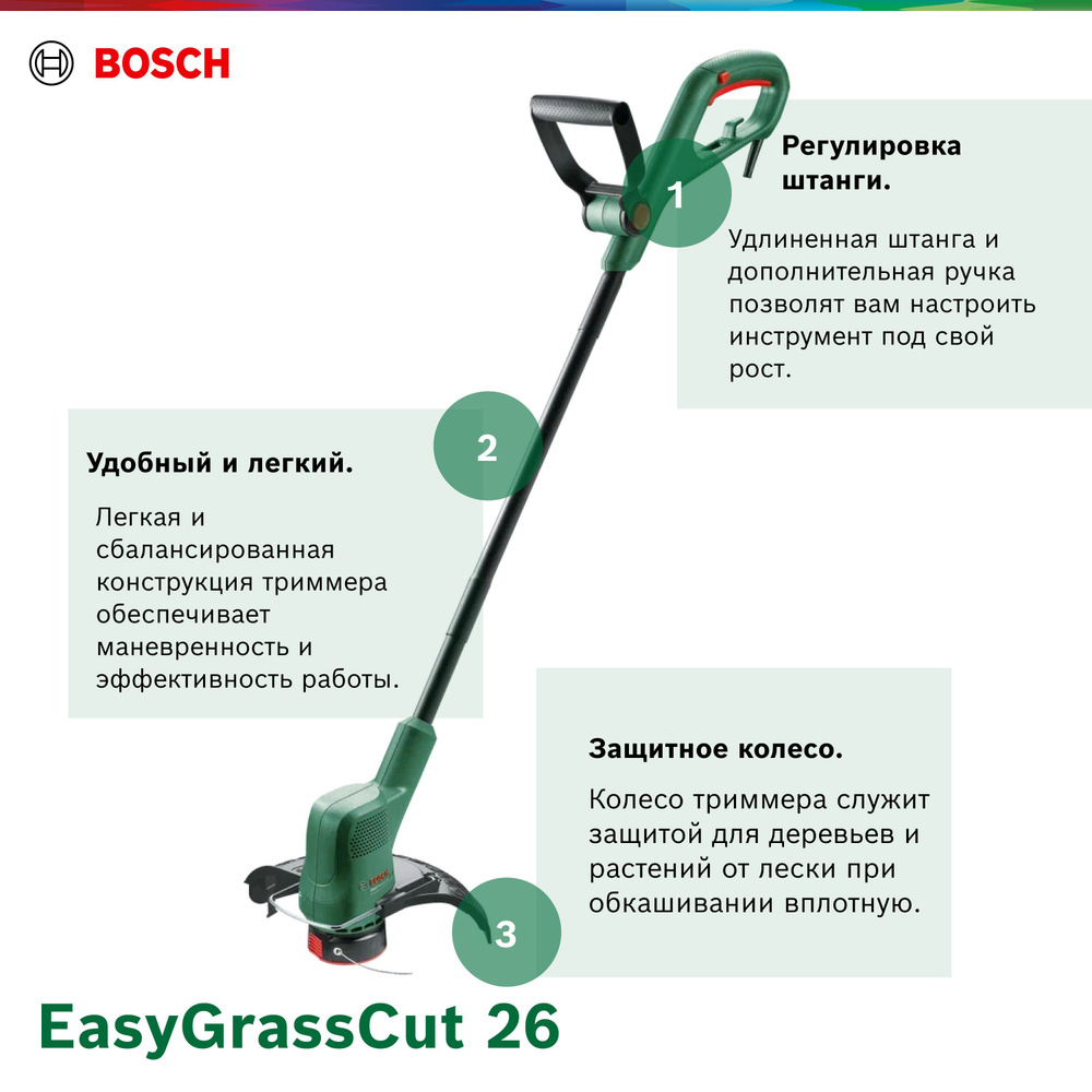 Триммер электрический Bosch EasyGrassCut 26, 06008C1J01, - купить по ...