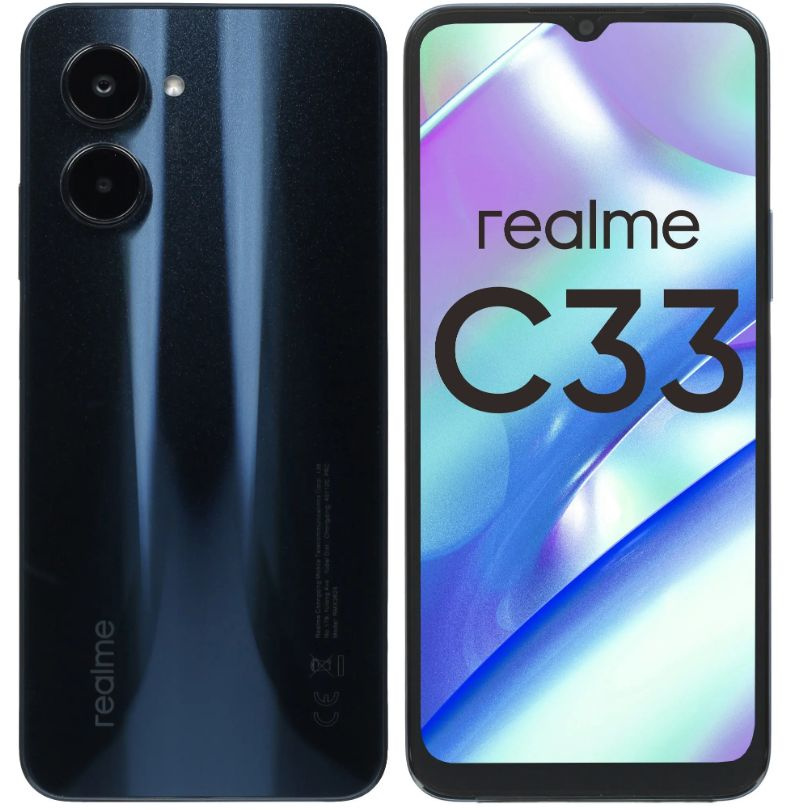 Смартфон realme C33 128 ГБ (6051884) черный 128 ГБ 4 ГБ Черный IPS ...