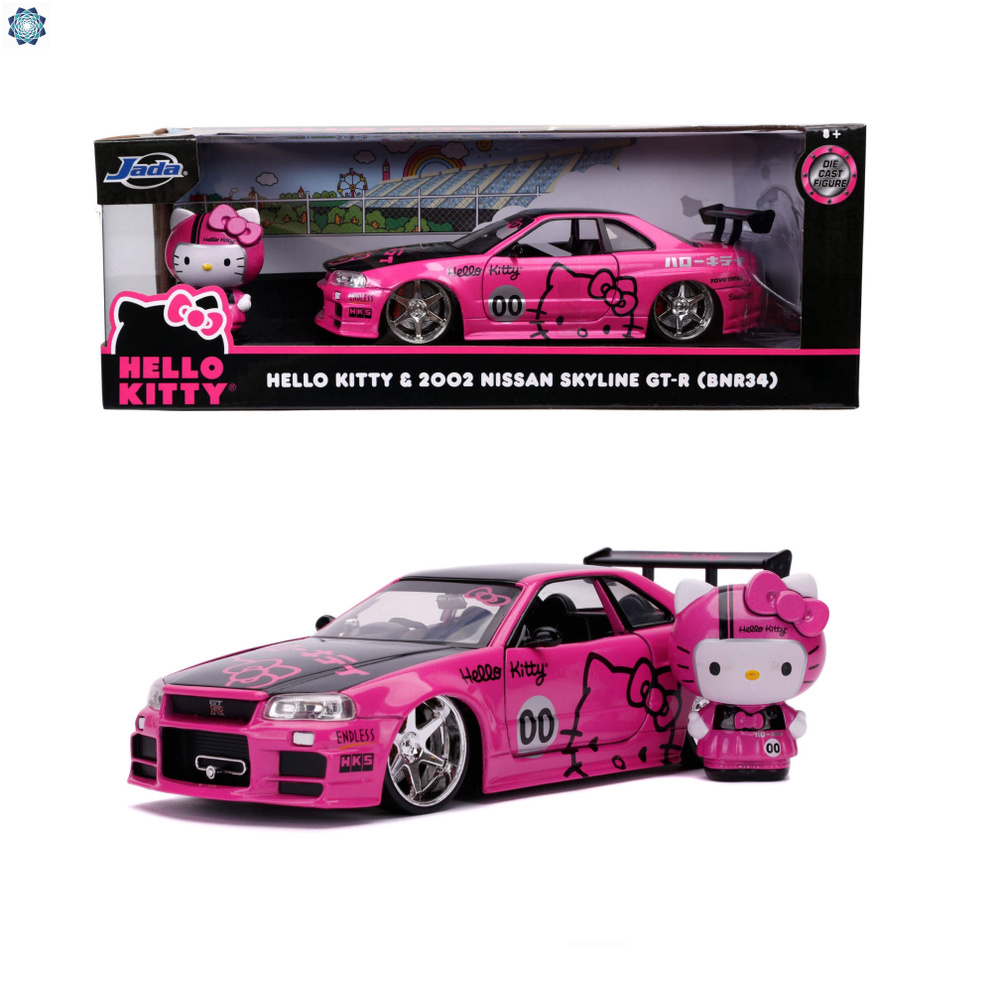 Hello Kitty 1:24 2002 Nissan Skyline GT-R (BNR34) Литой автомобиль и ...