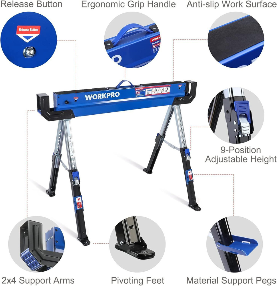 Козлы усиленные регулируемые складные WORKPRO WP289019 - купить по низкой цене в интернет ...