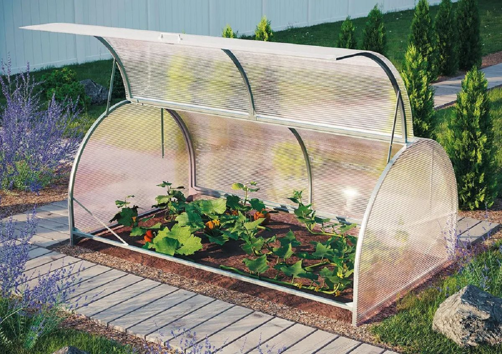 Теплица Парник Благо Бабочка с розовым поликарбонатом 2100х100х800 мм ...