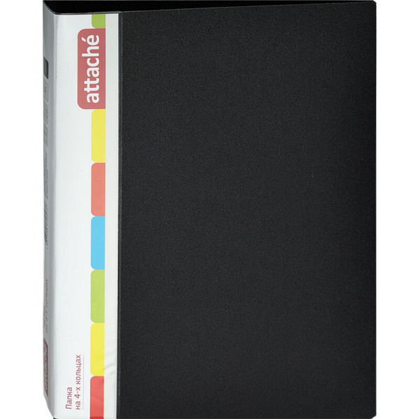 Attache Папка на 4-х кольцах, пластиковая, А4, черная, 1 уп купить на OZON по низкой цене ...