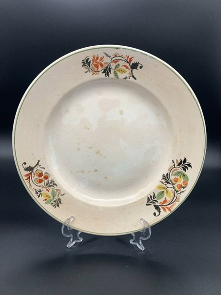 Тарелка винтажная обеденная, фаянс, деколь, Конаковский фаянсовый завод им. М.И. Калинина ЗиК ...