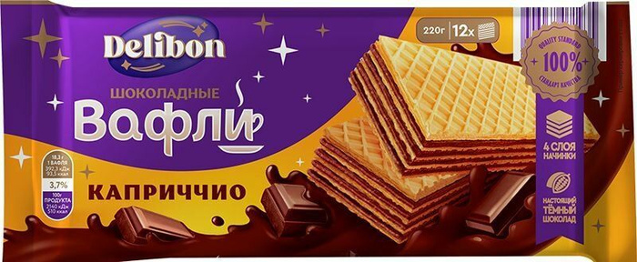 Вафли "Delibon" Каприччио 200г*3шт - купить с доставкой по выгодным ...
