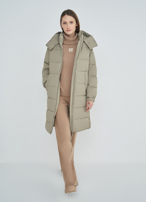 Пальто O'STIN, Демисезон, размер 46, цвет темно-бежевый, Трикотаж ...