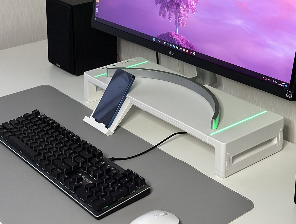 Подставка под монитор для компьютера и ноутбука с RGB подсветкой, полка ...