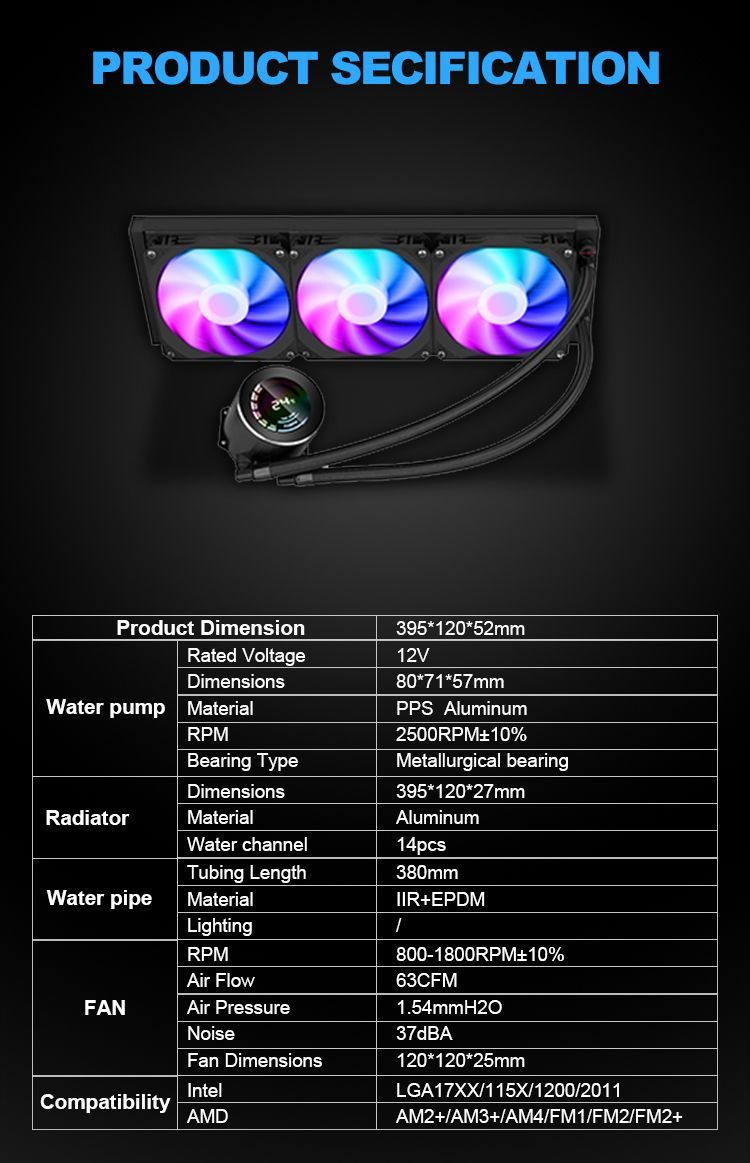Система водяного охлаждения SAMA CPU liquid Cooler T360 Black - купить ...
