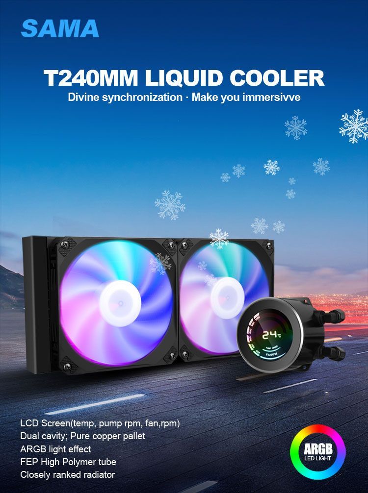 Система водяного охлаждения SAMA CPU liquid Cooler T240 Black - купить ...