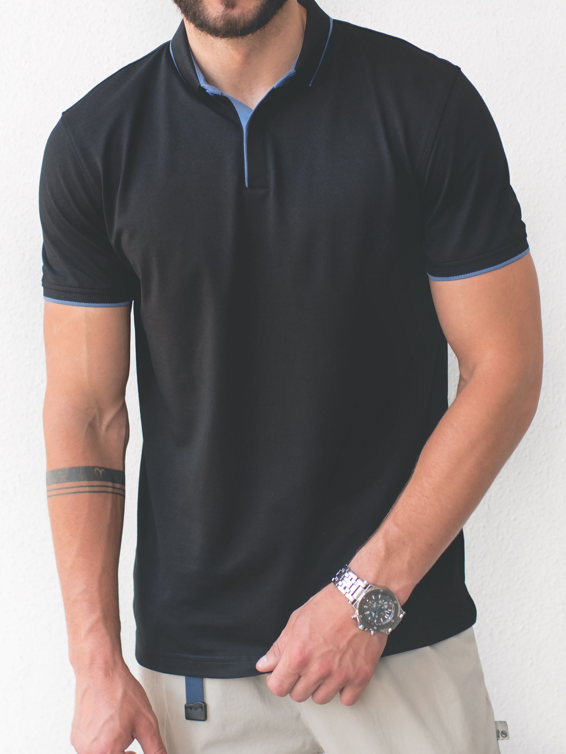 Поло Bronks, размер 50, 48, цвет черный, хлопок 90%, 10% спандекс ...