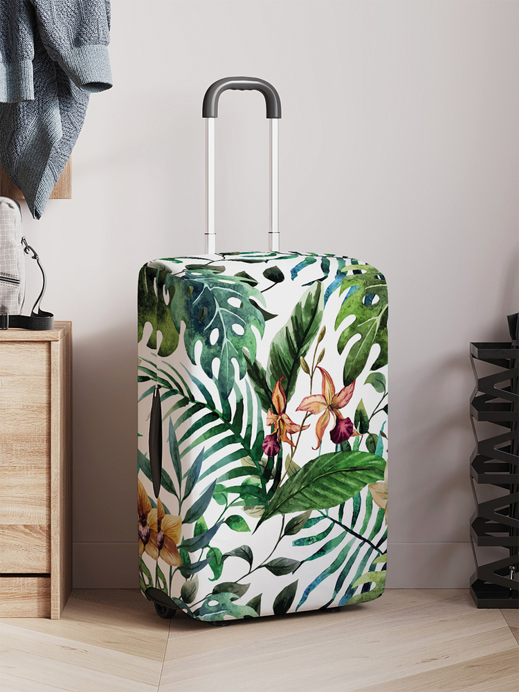 Чехол для чемодана "Зеленый папортник" на молнии, размер S (50-55 см ...