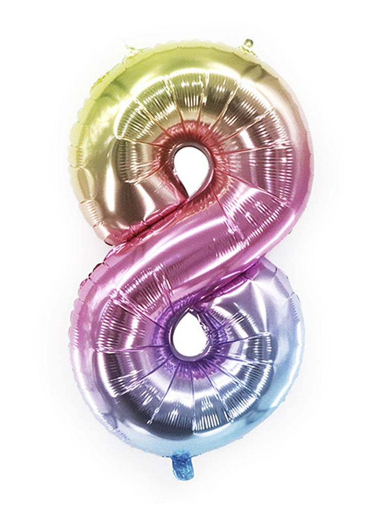 Воздушный шар Цифра 8, радужный, 102 см, 1 шт. - купить в интернет ...