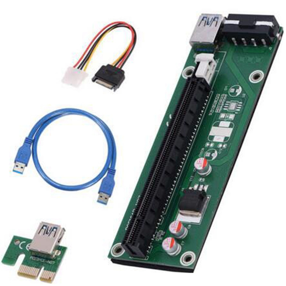 PCI-E Express 1X To16X Extender Riser Board Адаптер карты SATA USB 3.0 ...