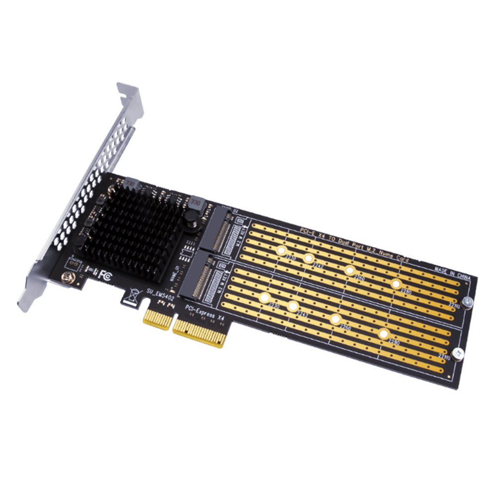 Переходник PCI-E X4 на двойной NVMe PCIe, поддержка SSD M.2 (M Key ...