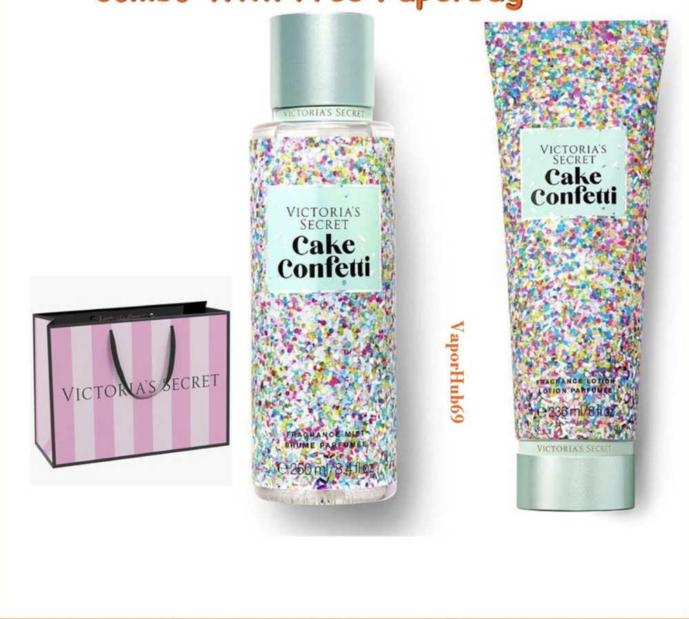 Victoria Secret лосьон+спрей Cake Confetti с пакетом Victoria secret ...