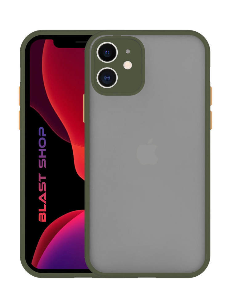 Прозрачный противоударный чехол-бампер для iPhone 11, хаки, "BLAST SHOP ...
