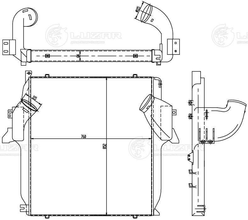 Радиатор интеркулера для автомобилей MB Actros MP1 (96-)/MP2/MP3 (03 ...