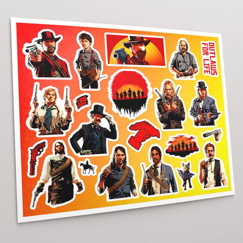 Наклейки декоративные (Стикеры самоклеящиеся) набор "Red dead ...