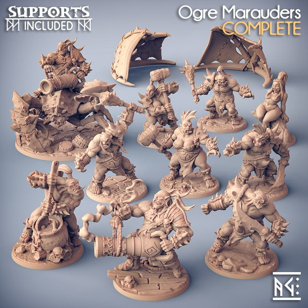 Отряд огров "Ogre Marauders", 12 фигурок/миниатюры (ДНД, НРИ, DnD ...