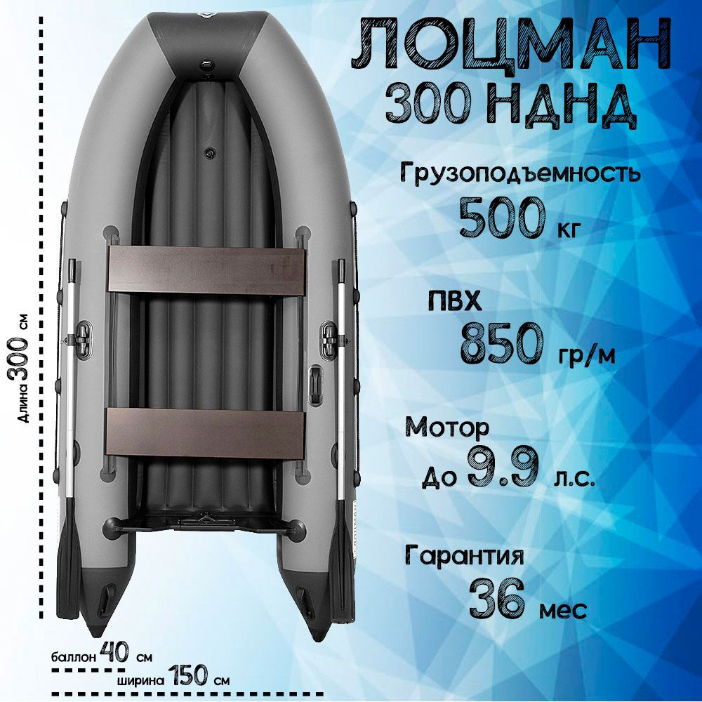 Моторная лодка Лоцман 300 НДНД (Серый / Черный) - купить по выгодной ...