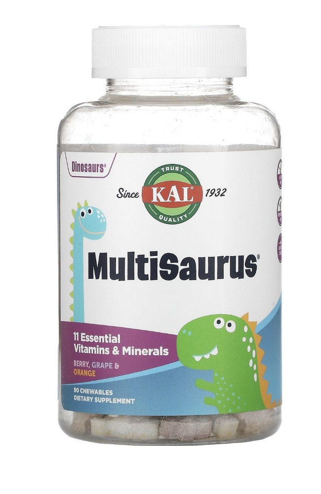 KAL, Dinosaurs, MultiSaurus, витамин и минералы, со вкусом ягод ...