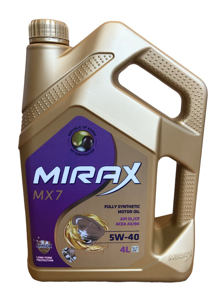 Масло моторное MIRAX MX7 SL/CF A3/B4 5W-40 Синтетическое 4 л 607025 купить c доставкой на OZON ...