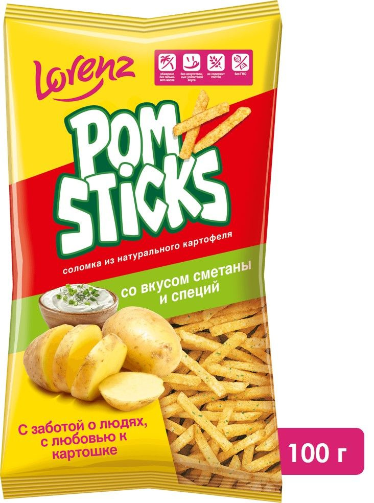 Чипсы картофельные Lorenz Pomsticks соломка со вкусом сметаны и специй ...