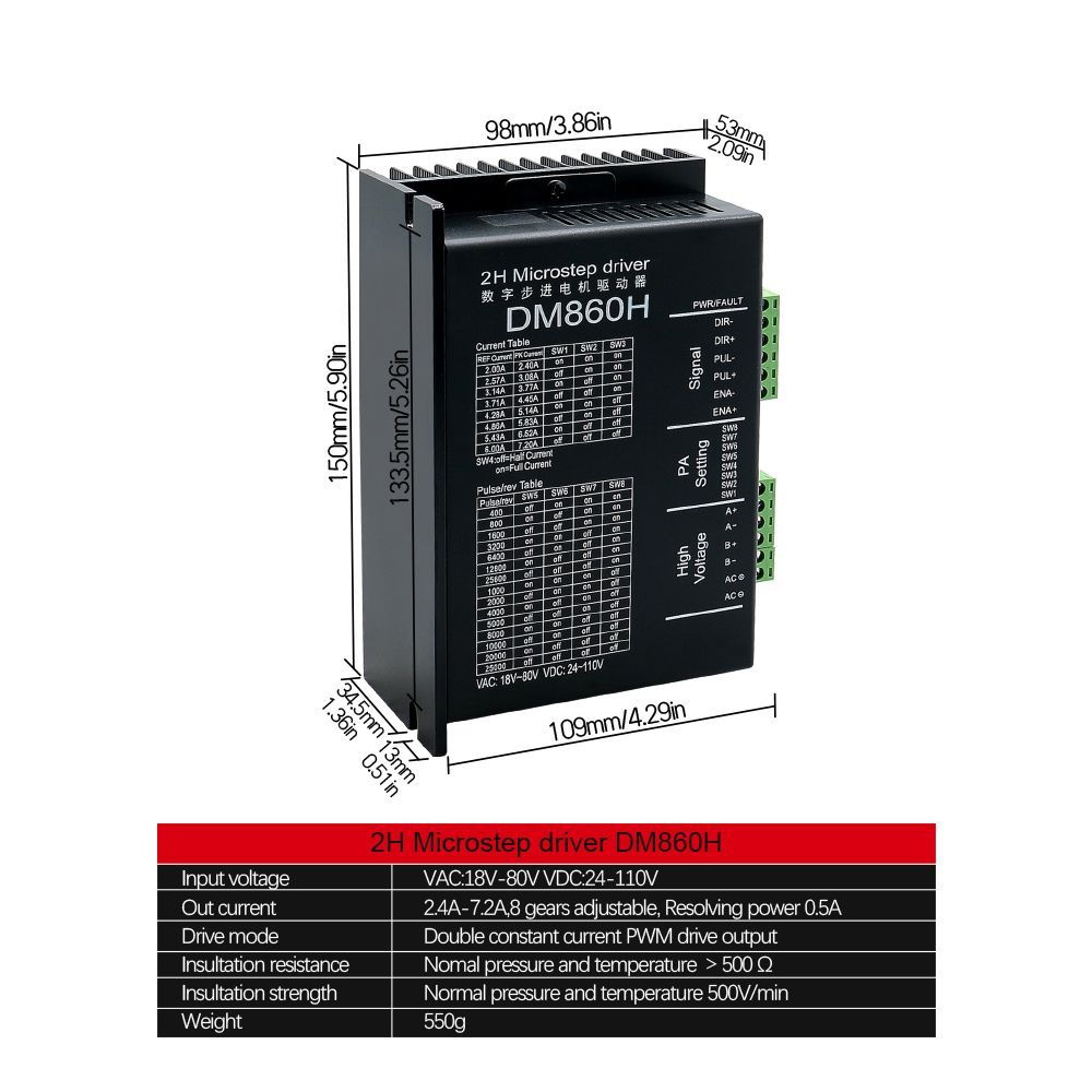 DM860H DM860 Шаговые двигатели с приводом 0 - 200 кгц AC18 - 80V или DC ...