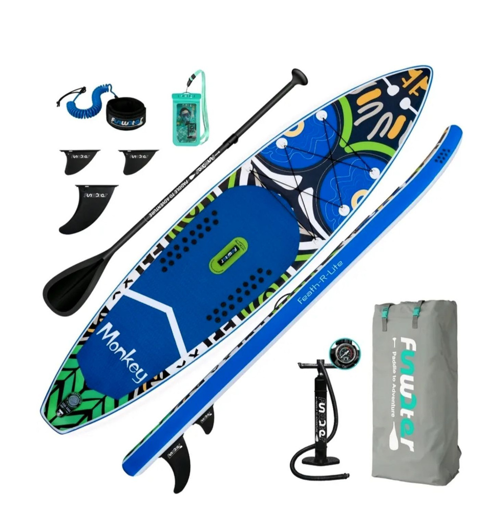 Надувная SUP-доска (SUP board) MONKEY с насосом, веслом и страховочным ...