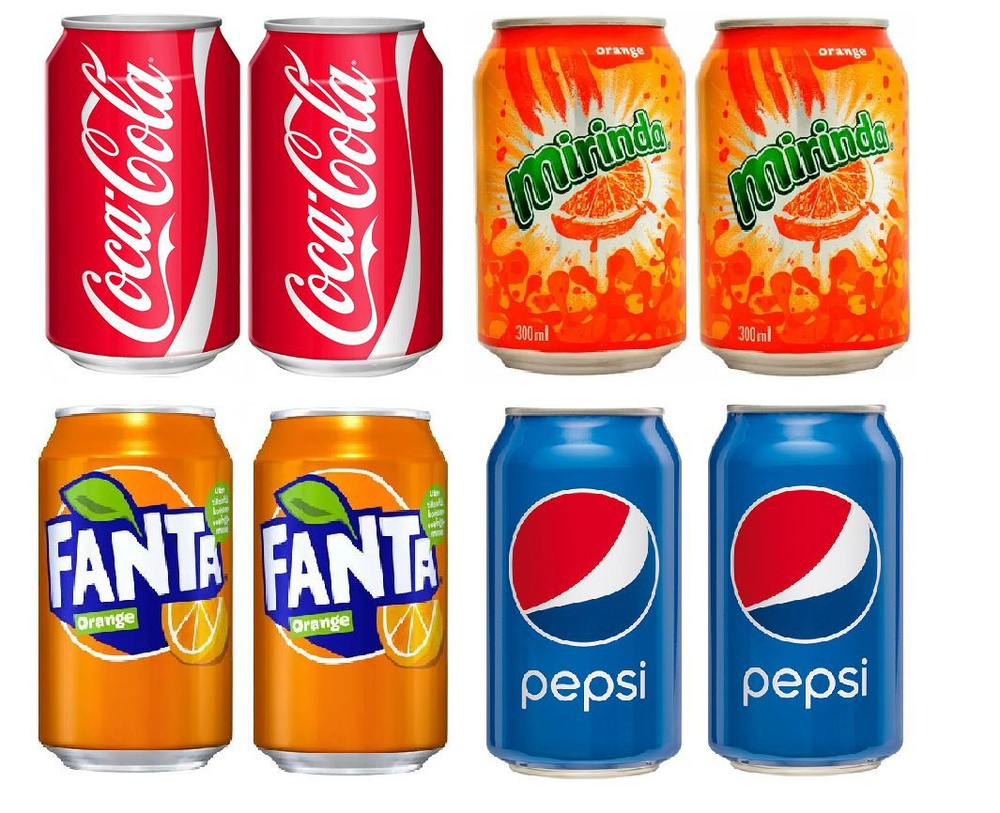 Набор газированных напитков Fanta, Pepsi, Coca-Cola, Mirinda ...