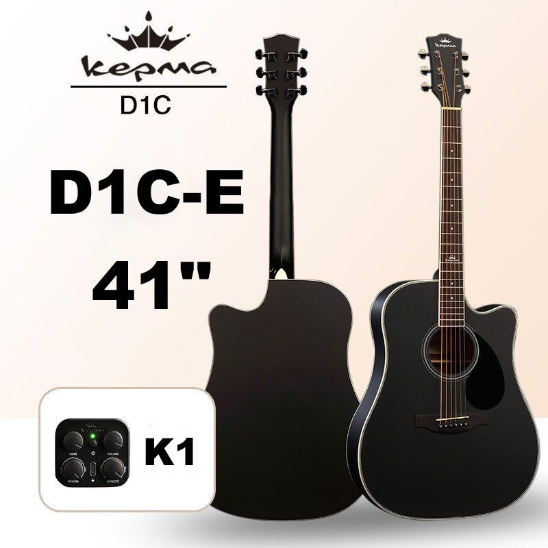 Kepma D1C-E Black Grand Auditorium Трансакустическая гитара Ель+Красное ...