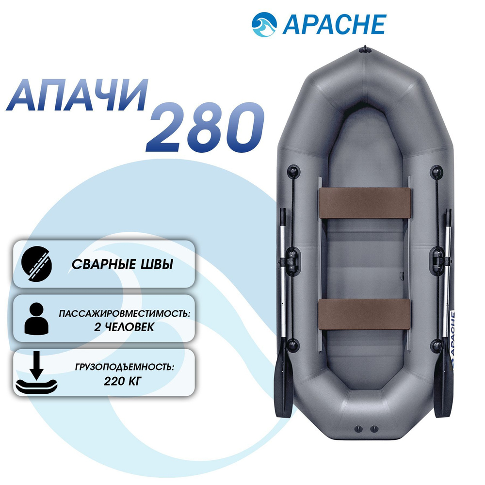 Лодка надувная для рыбалки APACHE 280, ПВХ графит - купить по выгодной ...