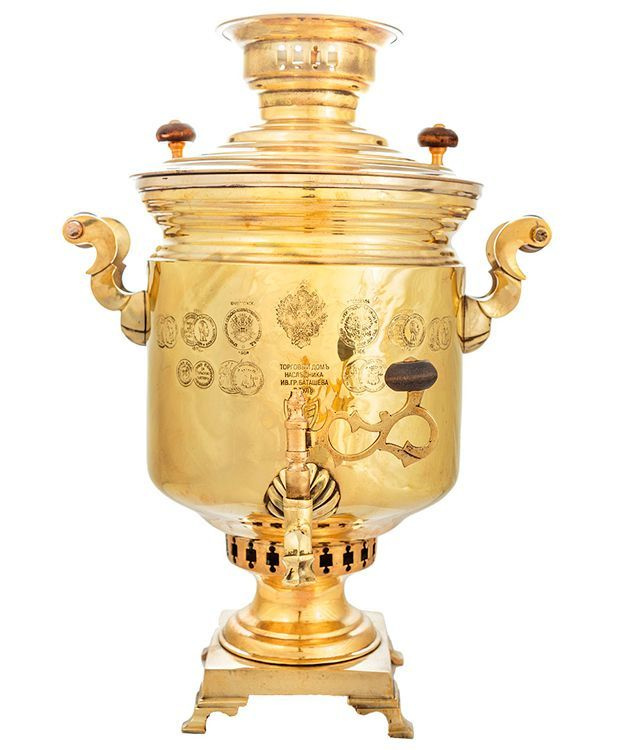 Самовар антикварный Баташева с медалями, банка 7 литров, стоячие ручки ...