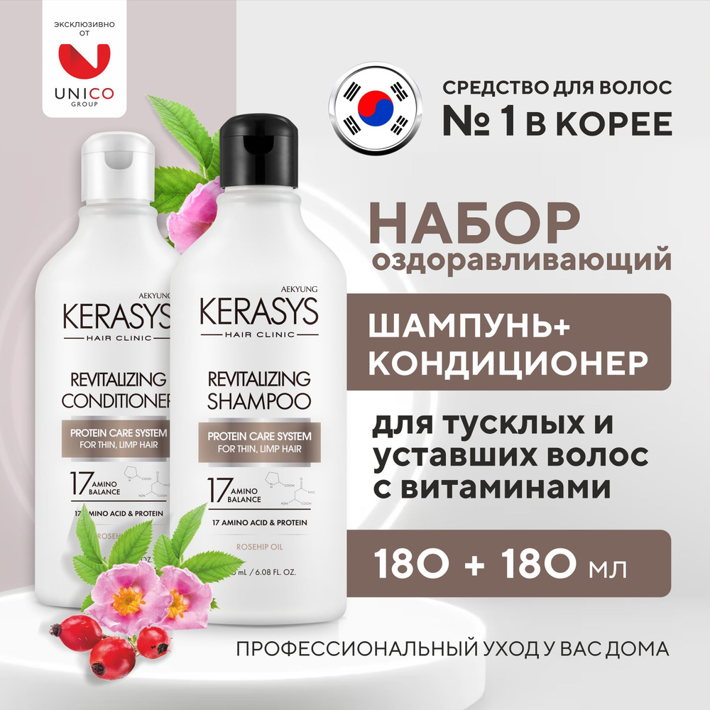 Kerasys Набор средств для волос: ОЗДОРАВЛИВАЮЩИЙ Шампунь + Кондиционер ...