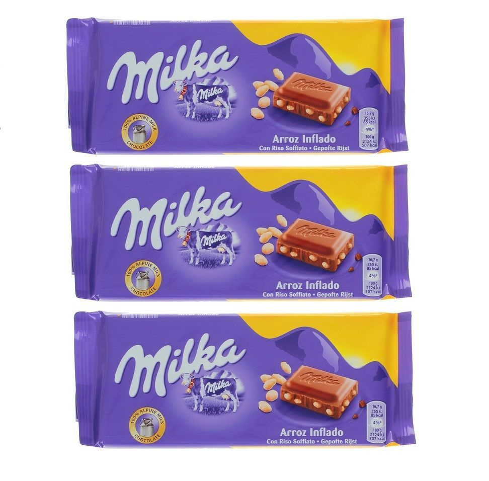 Шоколад Milka Crispy Rice, 3 шт по 100 г - купить с доставкой по ...