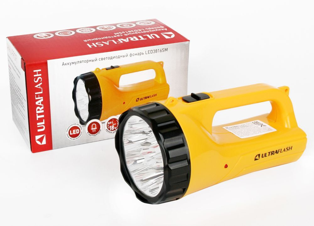 Фонарь аккумуляторный Ultraflash LED3816SM 220В желтый 9LED 2 режима SLA - купить с доставкой по ...