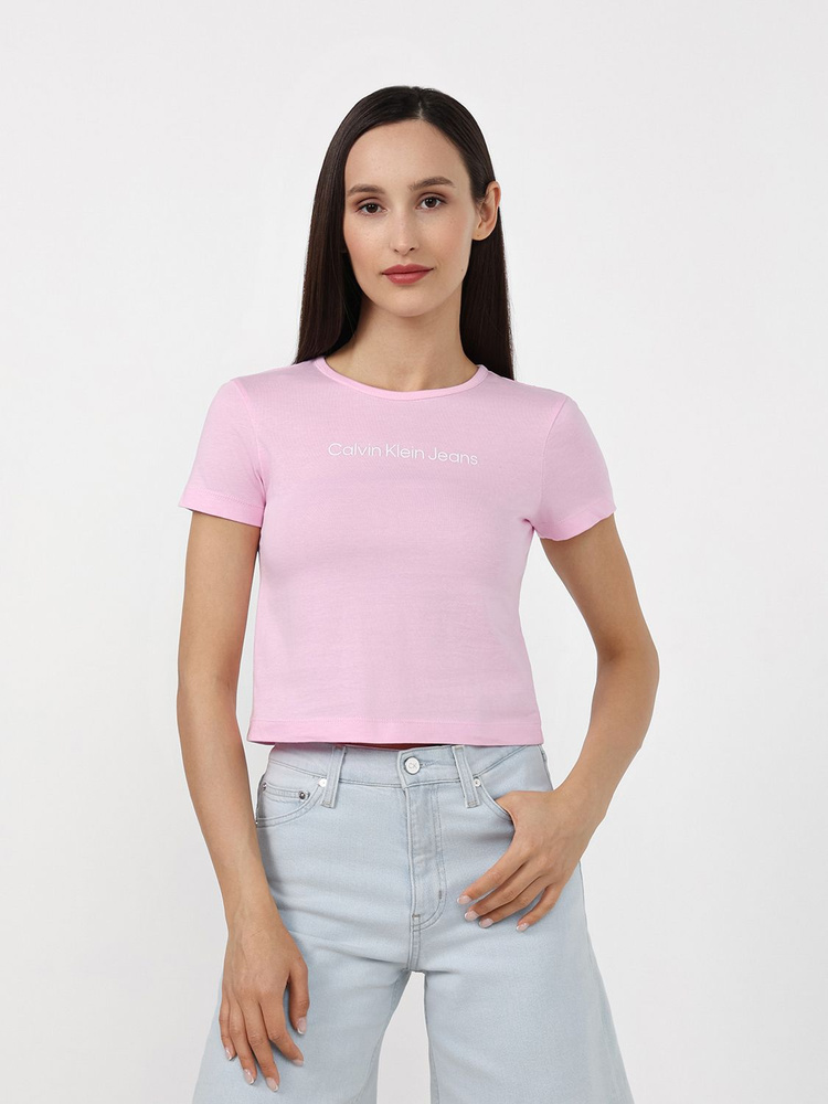 Футболка Calvin Klein Jeans размер 50 48 цвет розовый хлопок 51