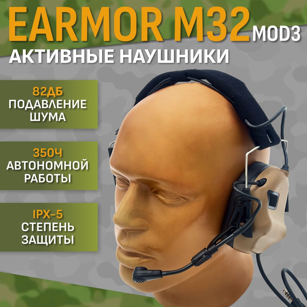 Стрелковые тактические наушники Earmor M32 MOD4 IPSC Койот купить на ...