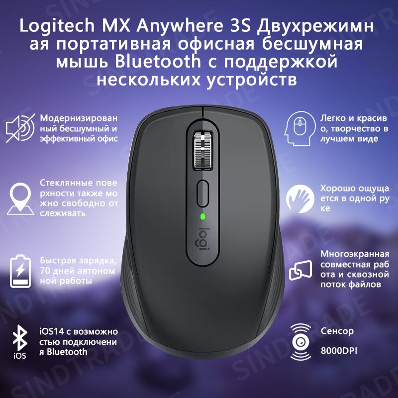 Мышь беспроводная Logitech G Anywhere 3S 10060084, черный - купить по ...