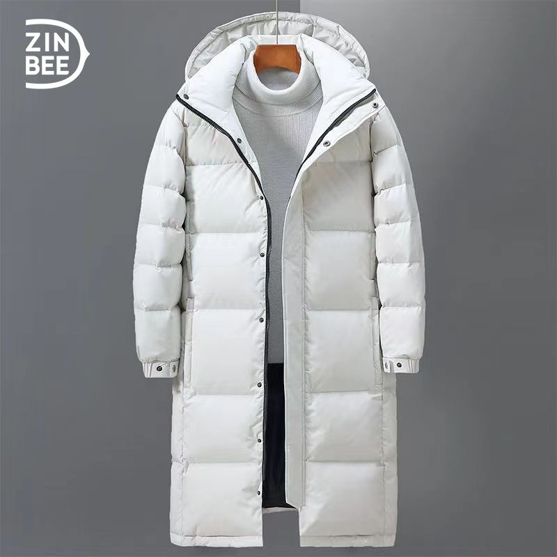 Пуховик Мужской ZinBee Капюшон, Воротник белый Полиэстер, размер 54 Длинный Зима Синтепух Китай ...
