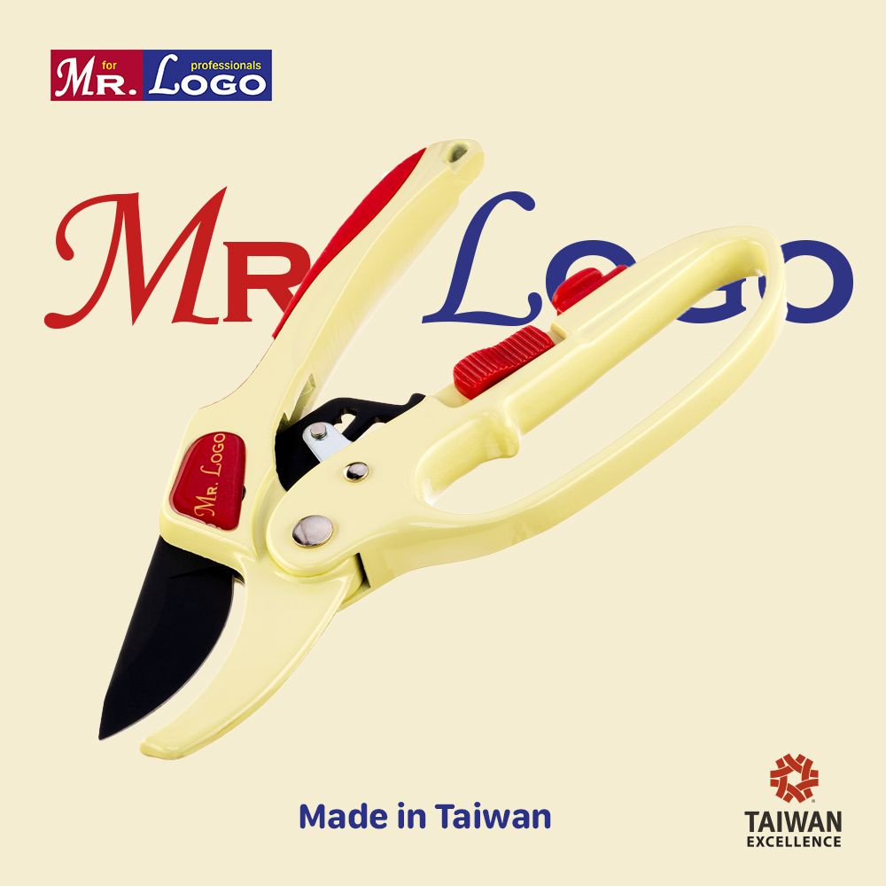 Секатор Mr.Logo садовый с храповым механизмом_бежевый_красный - купить ...
