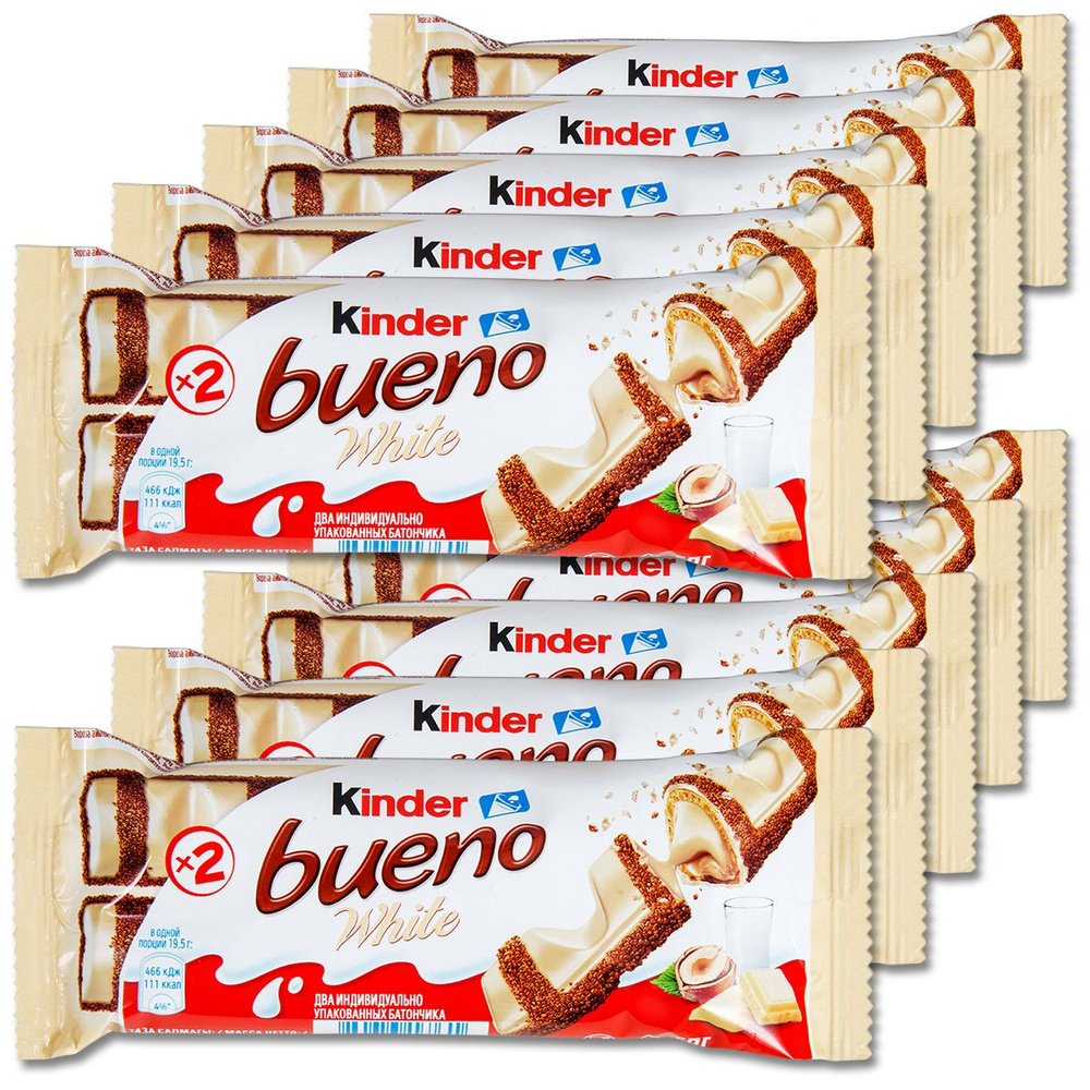 Киндер Буэно вафельный батончик Kinder Bueno White вафли с молочно ...