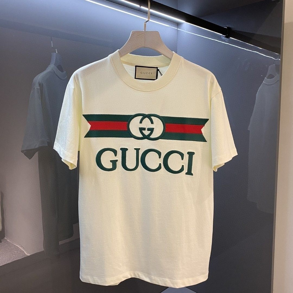 Футболка Gucci, размер 42, цвет белый, хлопок - купить по выгодной цене ...