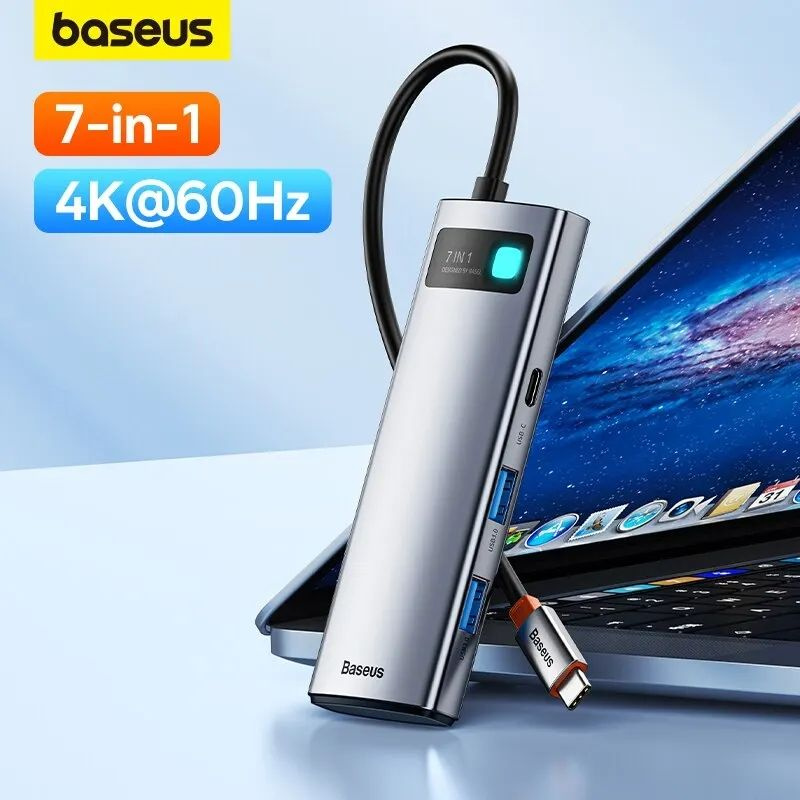 USB-хаб Baseus 7-в-1 Gen 2 USB C HUB 4K @ 60Hz HDMI 3 * USB 3,0 PD 100W Type C порт SD/TF ...