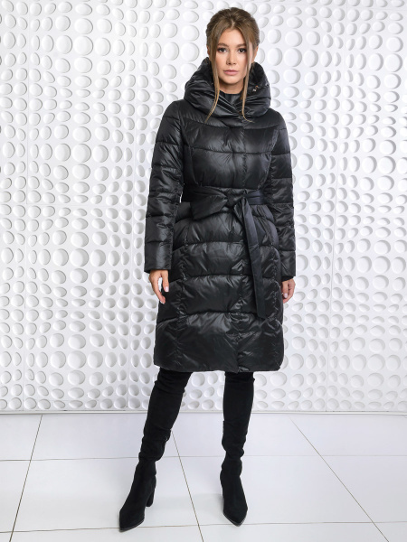 Пальто Женский Elfina Карманы чернильный Полиэстер Длинный Изософт, размер 44 прямой Еврозима ...