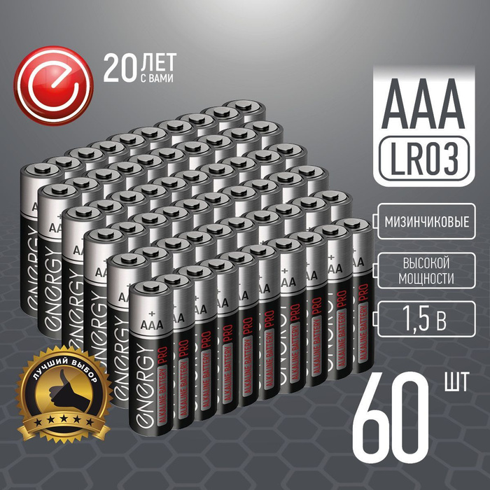 Батарейка алкалиновая Energy Pro LR03/4S (ААА) 60 штук - купить с доставкой по выгодным ценам в ...