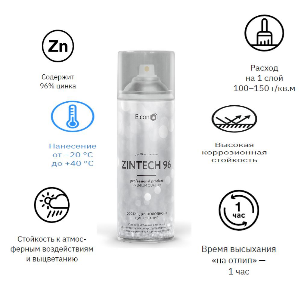 Грунт-эмаль Elcon Цинконаполненная Zintech Быстросохнущая, Цинковая ...