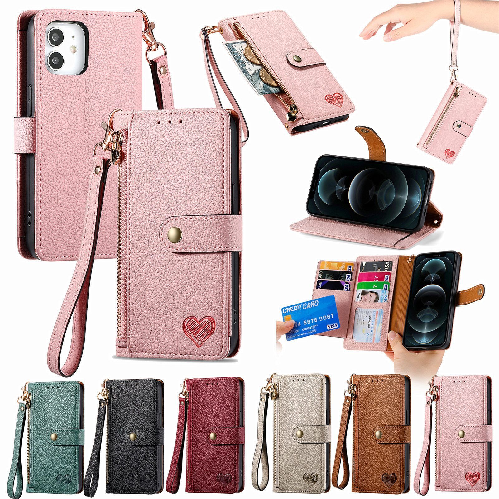 кожаный чехол heziz для Айфон 13 / iPhone 13,Ремешок, с картхолдером и ...