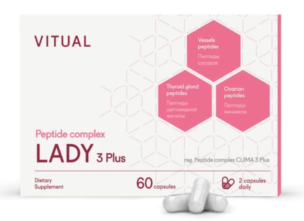 Леди 3 Плюс (Lady 3 Plus Vitual) 60 капсул, натуральные пептиды Хавинсона ( яичники, щитовидная ...