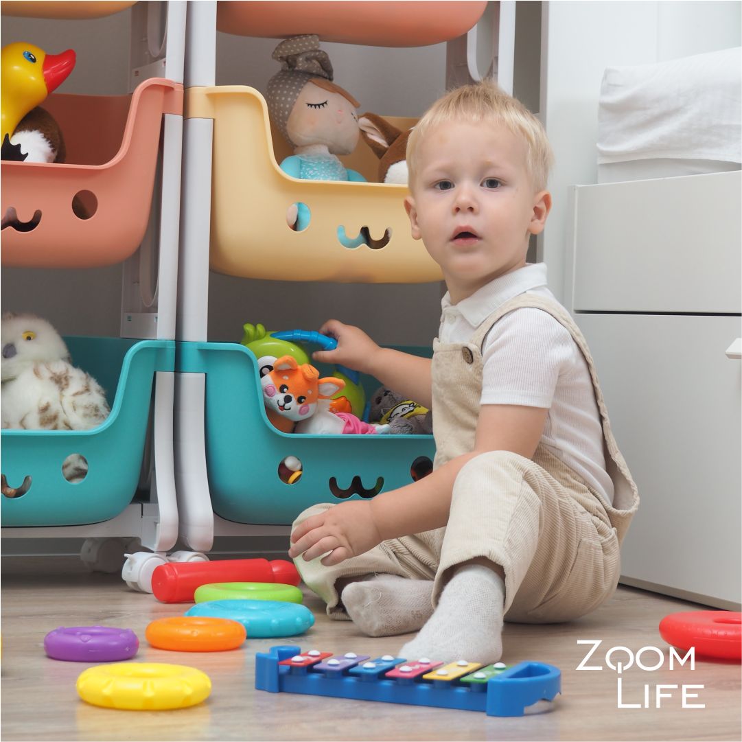 Стеллаж для игрушек пластиковый детский ZoomLife, комод для игрушек с 4 ...